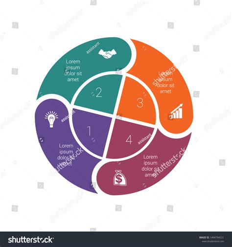 Infographic Circular Cyclic Process 4 Template Stock Vector Royalty