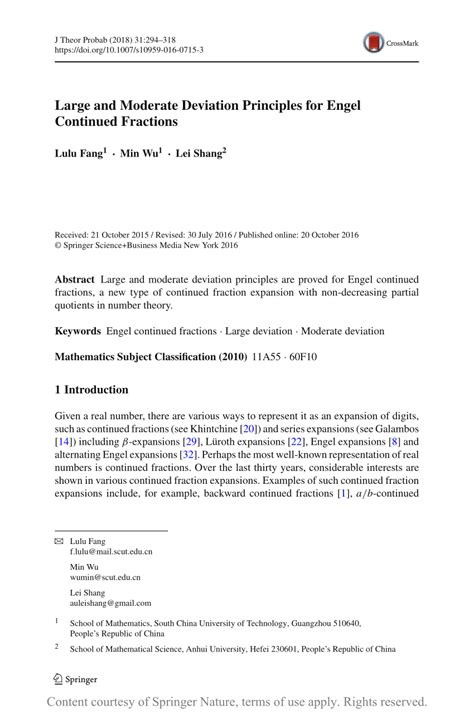 large and moderate deviation principles for engel continued fractions request pdf