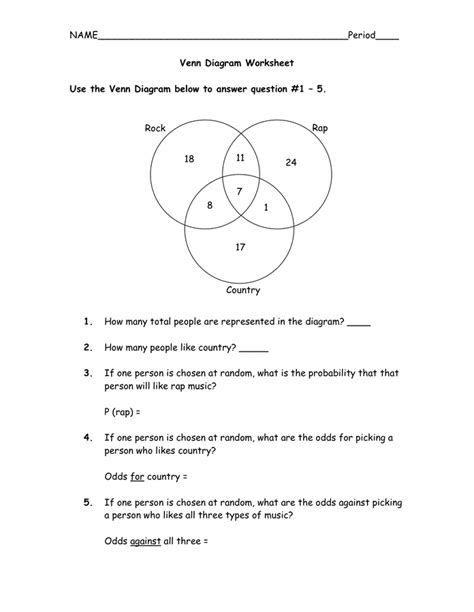 sets and venn diagram worksheet