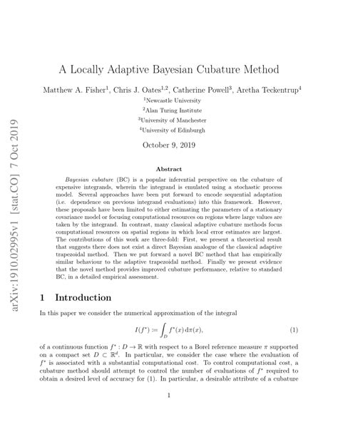 pdf a locally adaptive bayesian cubature method