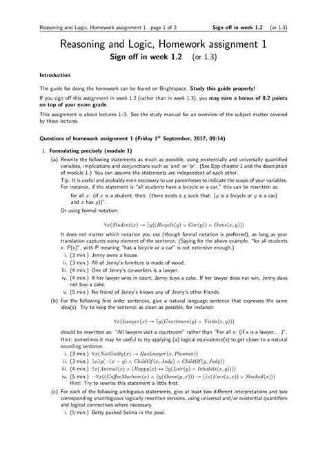 homework assignment 1 reasoning and logic reasoning and logic homework assignment 1 page 1