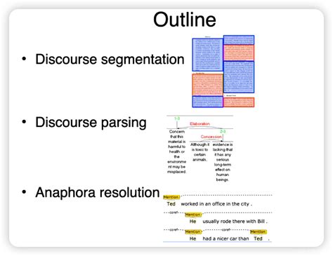 nlp——discourse；discourse segmentation；discourse parsing discourse analysis；anaphora resolution