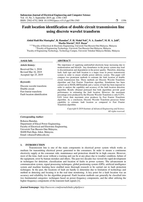 pdf fault location identification of double circuit transmission line using discrete wavelet