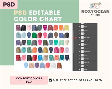 Comfort Colors 6014 Color Size Chart EDITABLE Canva Etsy