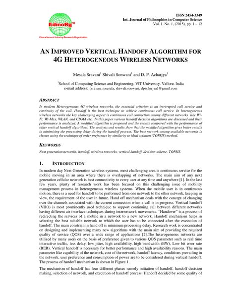 pdf an improved vertical handoff algorithm for 4g heterogeneous wireless networks