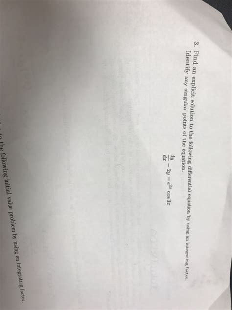 solved find an explicit solution to the following