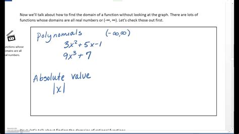 functions whose domains are all real numbers youtube