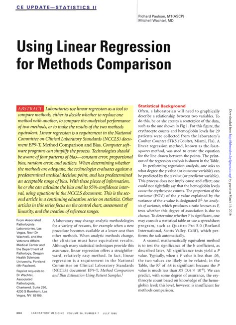 pdf using linear regression for methods comparison