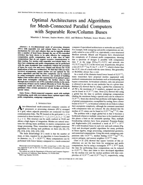pdf optimal architectures and algorithms for mesh connected parallel computers with separable