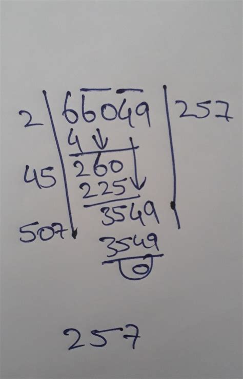 Find The Square Root Of 66049 By Long Division Method Brainly In