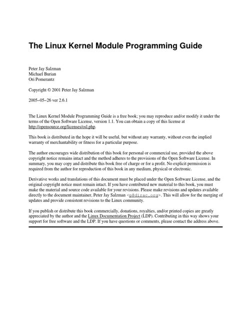linux kernel module programming guide pdf kernel operating system gnu