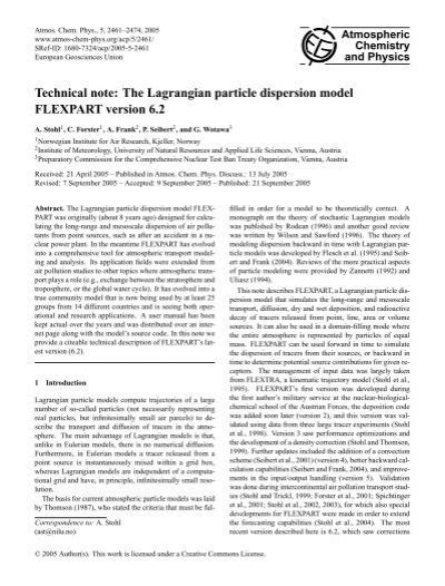 the lagrangian particle dispersion model flexpart version hal