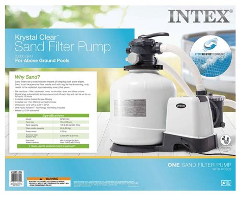 Intex Sand Filter Pump 2450 Gph Model Sf60110 1 121 Sand Capacity