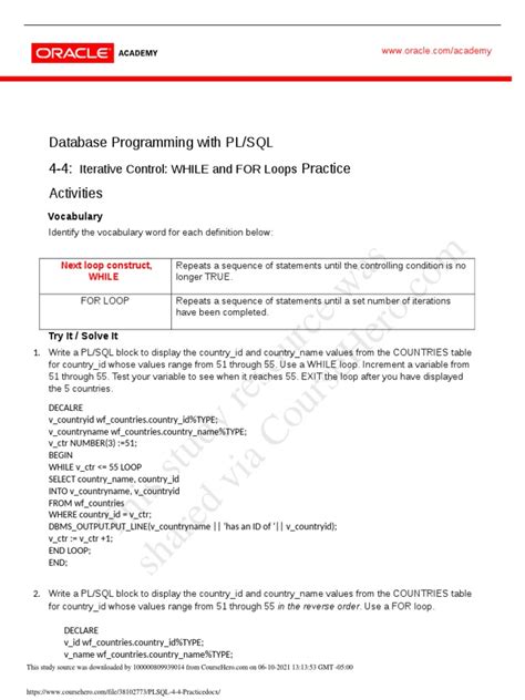 plsql 4 4 practice pdf control flow pl sql