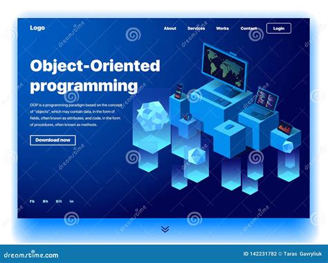 website providing the service of object oriented programming stock vector illustration of