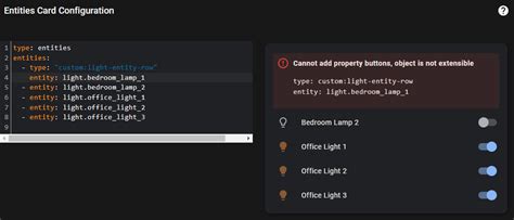 cannot add property buttons object is not extensible · issue 21 · custom cards light entity