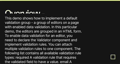Overview DevExtreme Validation Codesandbox