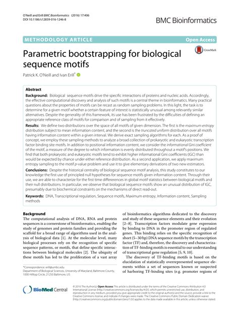 pdf parametric bootstrapping for biological sequence motifs