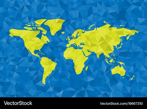 Low Poly Map Of World Polygonal Design In Vector Image