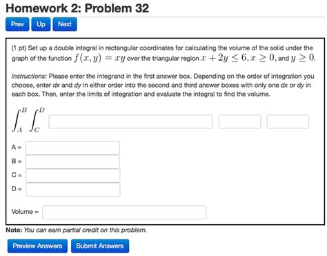solved set up a double integral in rectangular coordinates