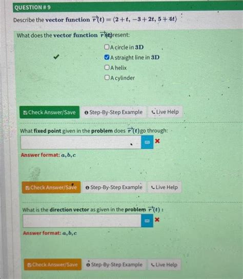 solved describe the vector function r t 4 t −2 3t 5 2t