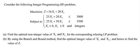 solved consider the following integer programming ip