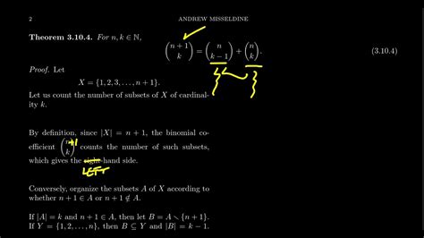 proving binomial identities using combinatorial proof youtube
