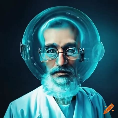 Portrait Dun Savant Futuriste Dans Un Laboratoire