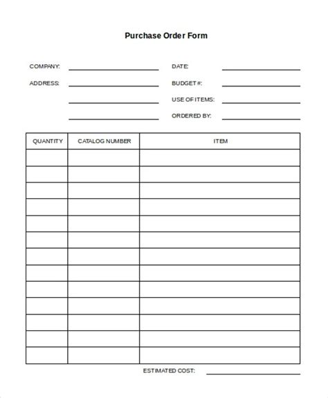 Blank Purchase Order Template Word Web Blank Purchase Order Template