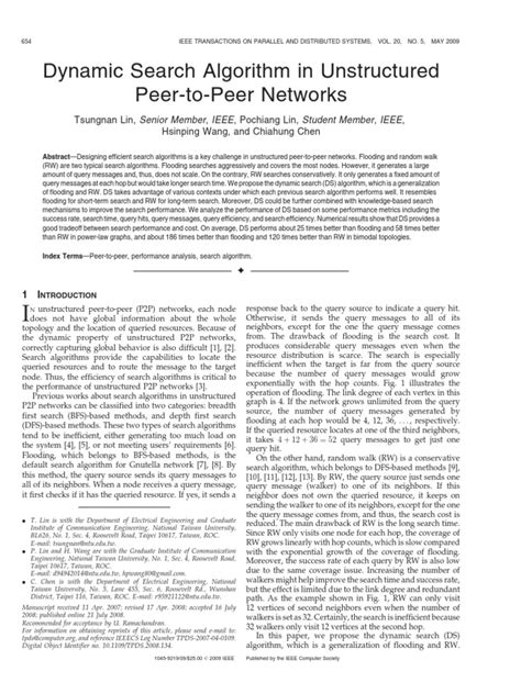 dynamic search algorithm in unstructured peer to peer networks pdf peer to peer