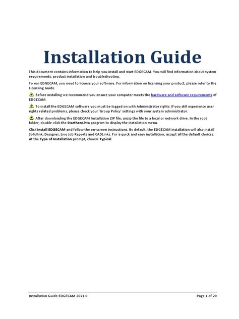 installationguide edgecam pdf installation computer programs microsoft windows