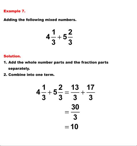 Math Example Fraction Properties Adding Mixed Numbers With Like
