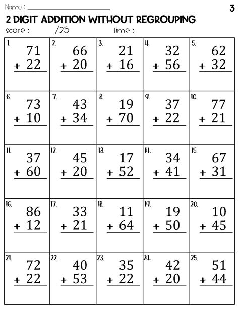 2 Digit Addition Without Regrouping Worksheets – Free Printable ...