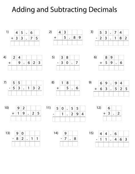 Adding And Subtracting Decimals Worksheets With Answers – Free ...