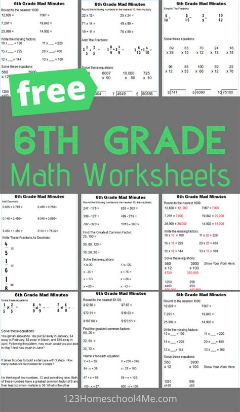 Free Math Worksheets 6Th Grade - SCIENCE EDUCATION