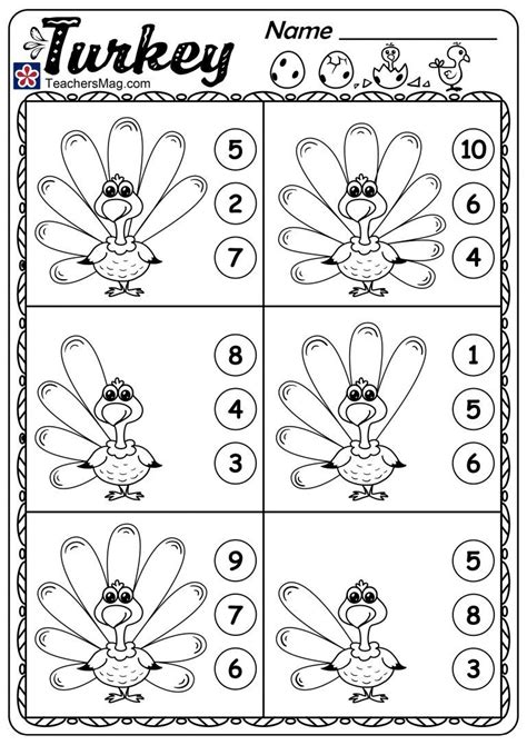 Free Turkey Math Worksheets - SCIENCE EDUCATION