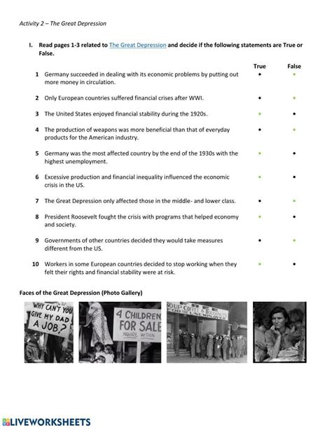 Great Depression Worksheet – Free Printable Practice Sheets Pdf - DID ...