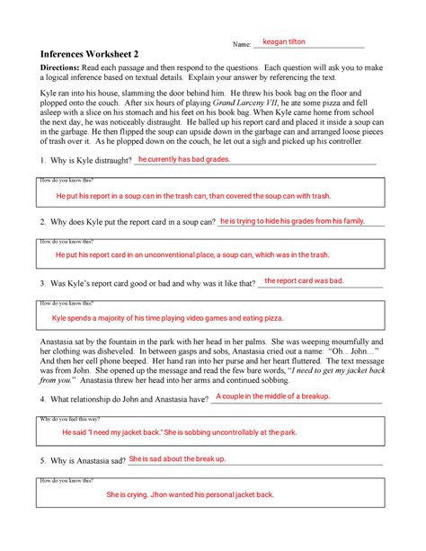 Inference Worksheet 2 Answer Key – Free Printable Practice Sheets Pdf ...