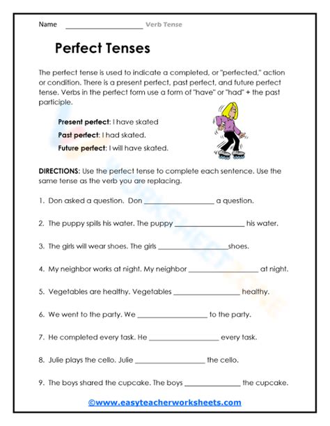 Perfect Tense Worksheet - SCIENCE EDUCATION