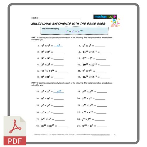 Practice Exponents Worksheet – Free Printable Practice Sheets Pdf - DID ...