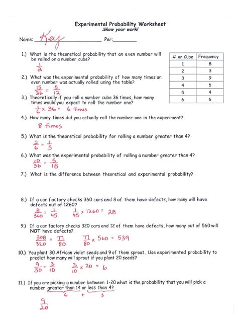 Probability Worksheets With Answer Key – Free Printable Practice Sheets ...