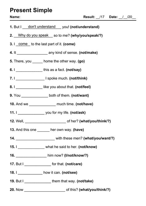 Simple Present Worksheet – Free Printable Practice Sheets Pdf - SCIENCE ...