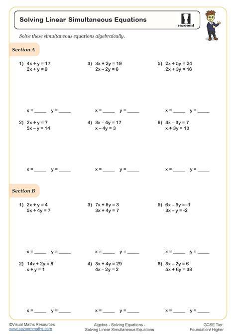 Simultaneous Equations Worksheet - SCIENCE EDUCATION
