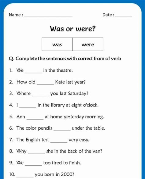 Was Were Live Worksheet - SCIENCE EDUCATION