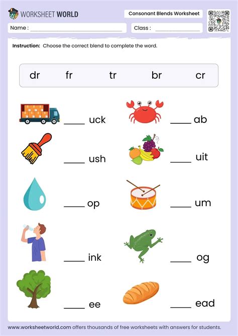 Worksheet Consonant Blends - SCIENCE EDUCATION