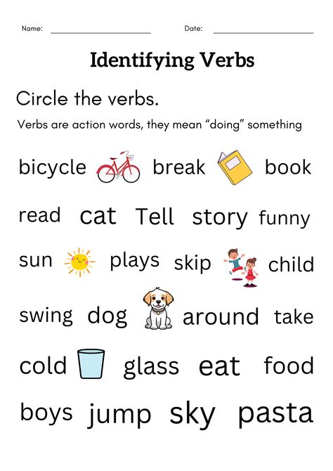 Worksheet For Verbs - SCIENCE EDUCATION
