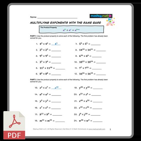 Worksheet Laws Of Exponents – Free Printable Practice Sheets Pdf ...