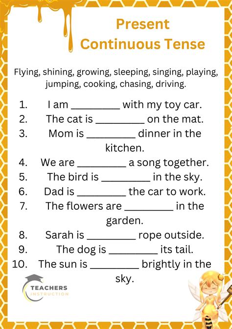 Worksheet On Present Continuous Tense - SCIENCE EDUCATION