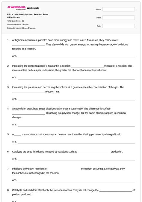 Worksheet Reaction Rates – Free Printable Practice Sheets Pdf - DID YOU ...