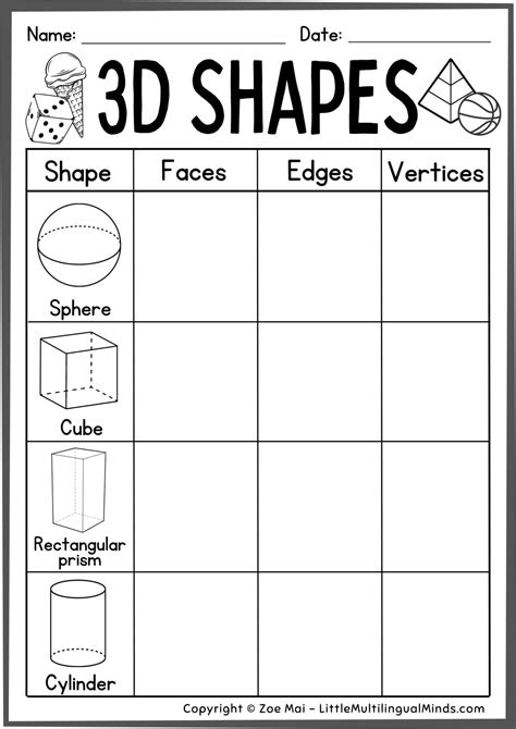 Worksheets For 3D Shapes – Free Printable Practice Sheets Pdf - SCIENCE ...
